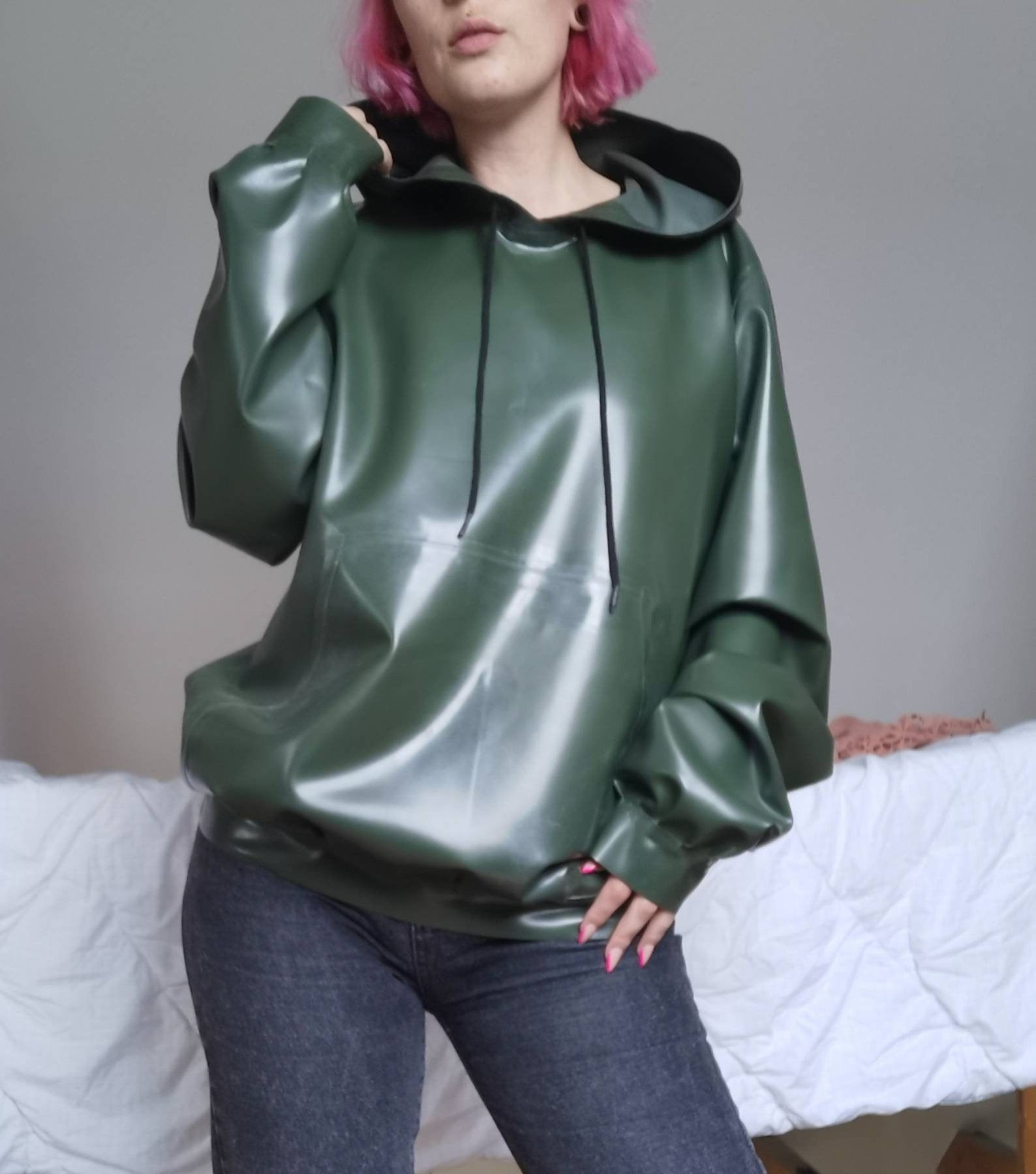 Latex Rubber Hoodie with Cangaroo Bag unisex Sweatshirt 06mm | Etsy