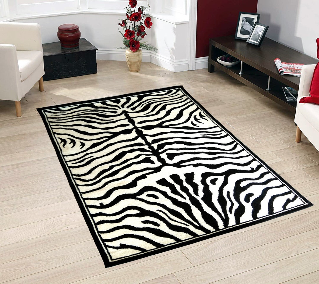 Zebra Rug, Hand Tufted Zebra Wool Carpet, Anti Skid Bedroom Rug, Indian ...