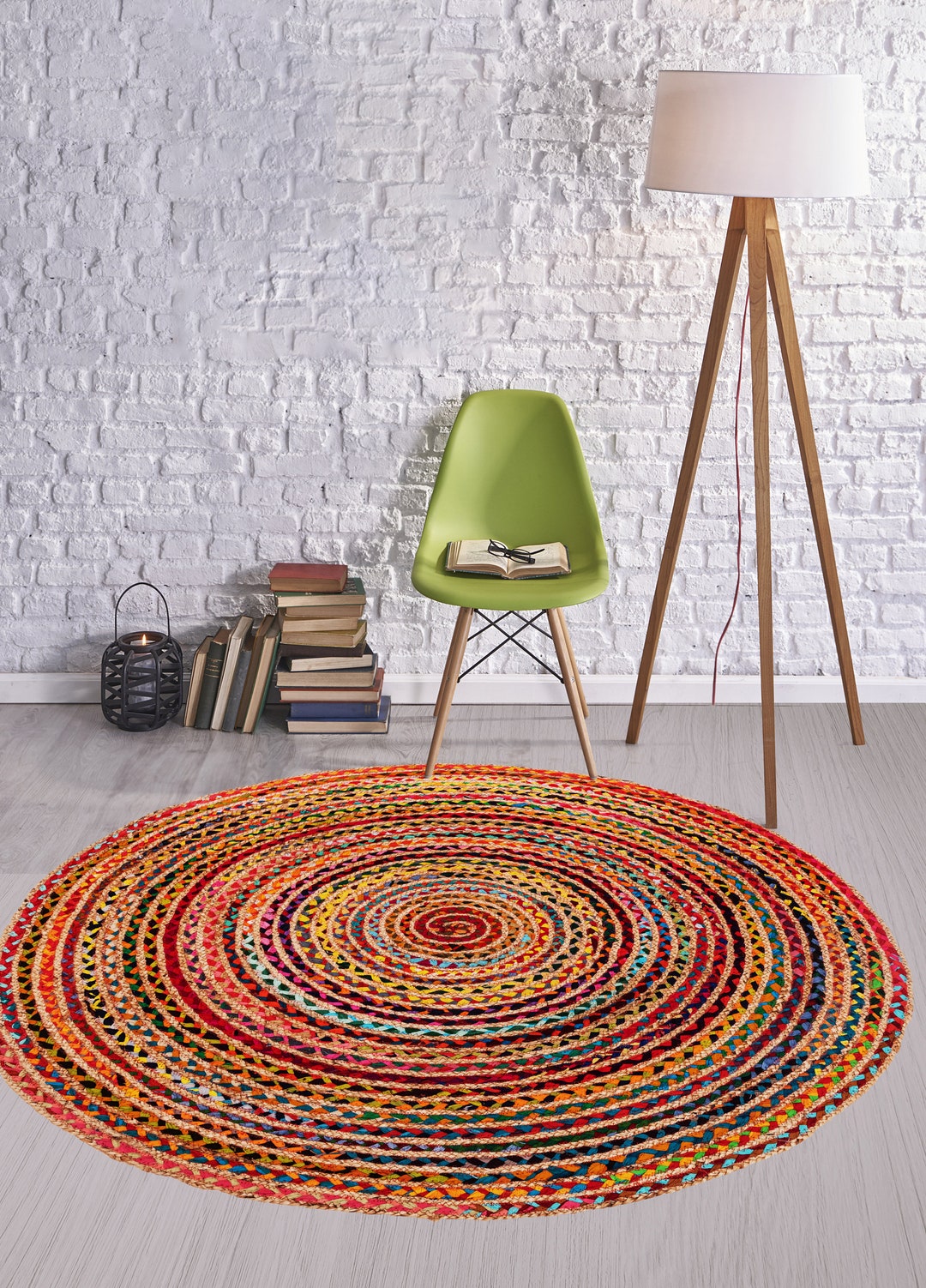 Jute Chindi Rug Cotton Chindi Braided Rug Jute Chindi Round Mat Home ...