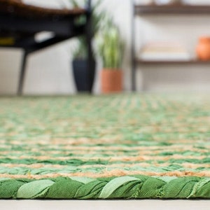 Green Chindi Jute Area Rug Cotton Chindi Braided Rug Chindi Door Mats ...