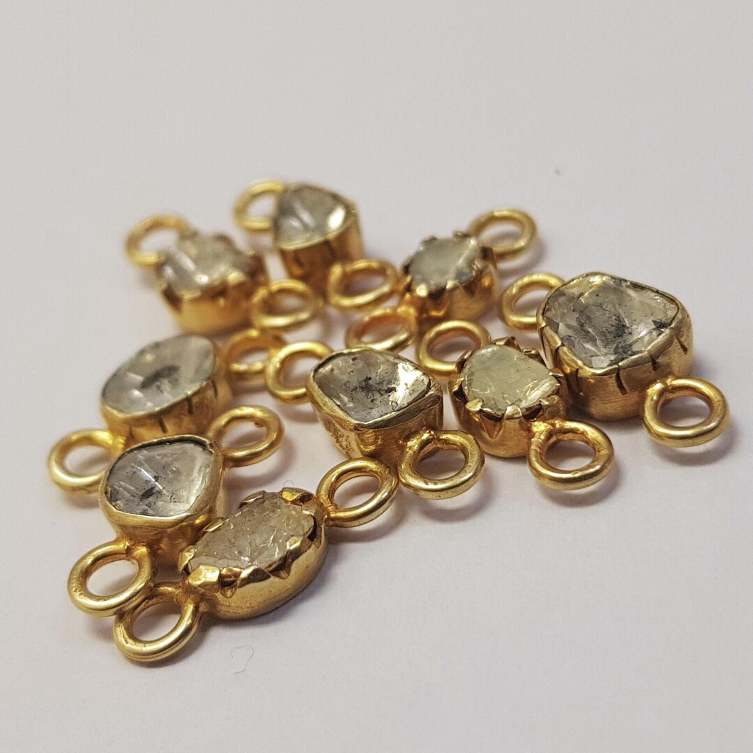 925 Silver Gold Plated Double Loop Diamond Charms | Diamond Loop Charms ...