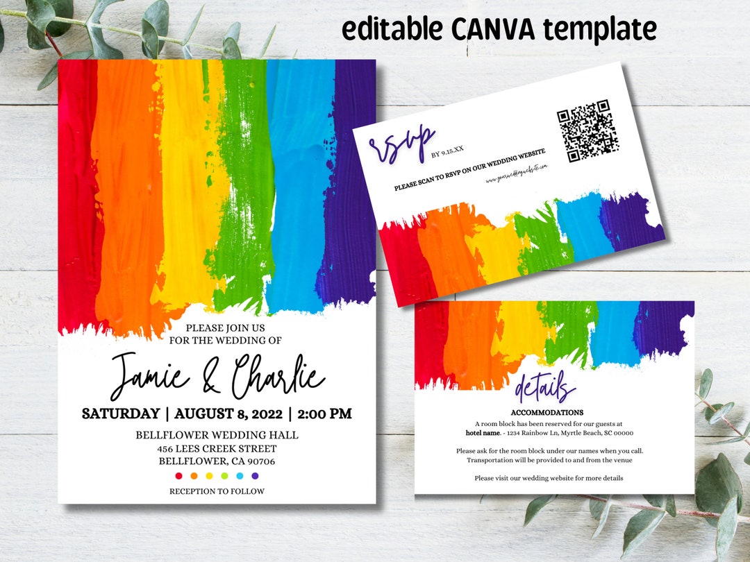 Gay Wedding Invitation Card Editable, Lesbian Wedding Invitation, Same ...