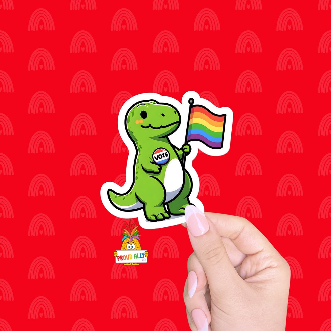 LGBT Vote Pride Sticker Rainbow Dinosaur Decal, Political Activism ...