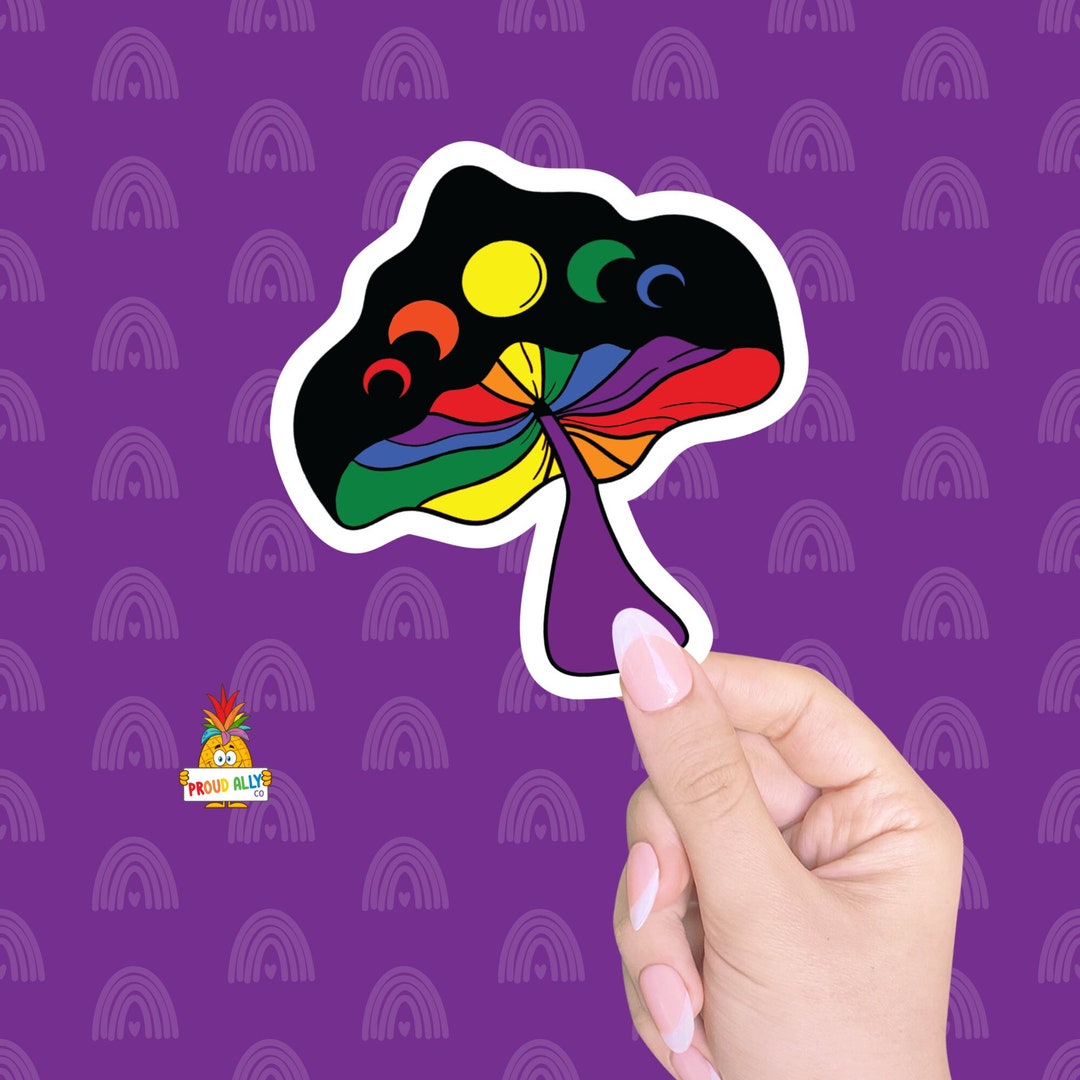 Mushroom Sticker, Rainbow Mushroom, Gay Pride Sticker, LGBTQ Sticker ...