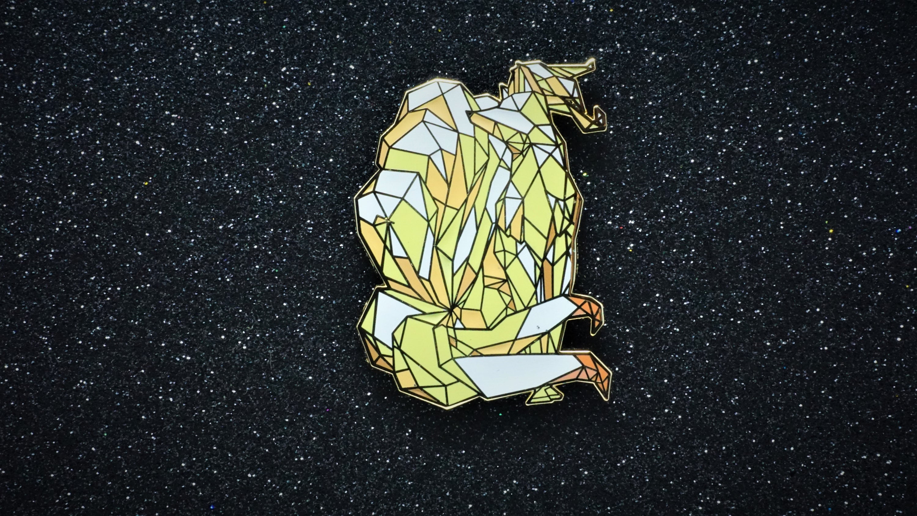 Pokemon Sword Shield Geometric Geometry Ninetails 2'' Gold Enamel Pin ...