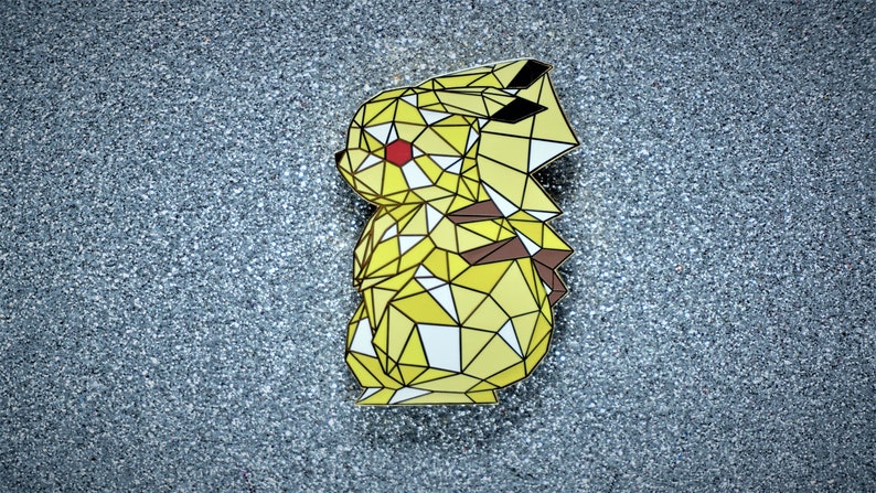 Pokemon Sword Shield Geometric Geometry Pikachu 2'' Gold Enamel Pin - Etsy