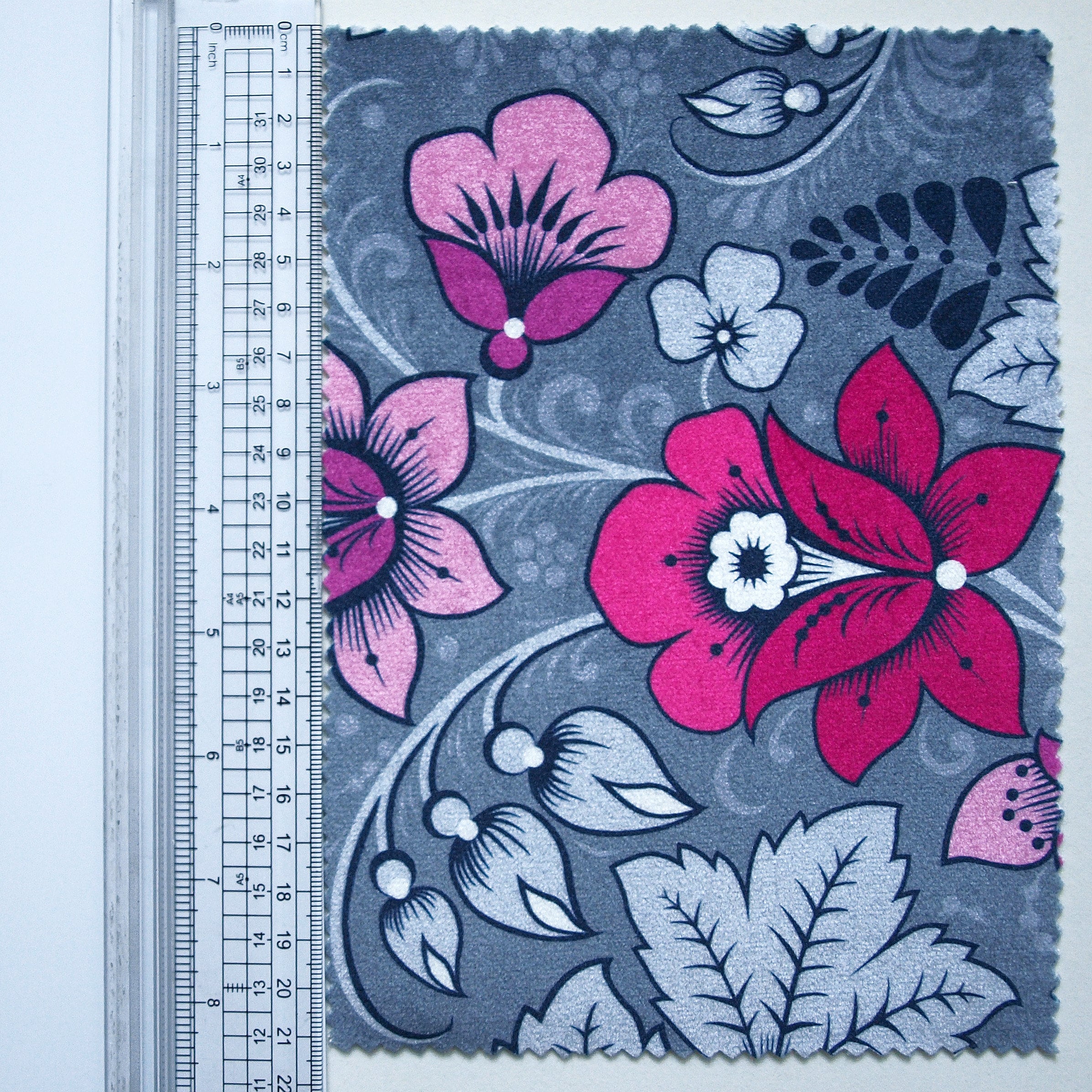 Luxury Floral Velvet Swatch Fuchsia Grey Velvet Hot Pink - Etsy