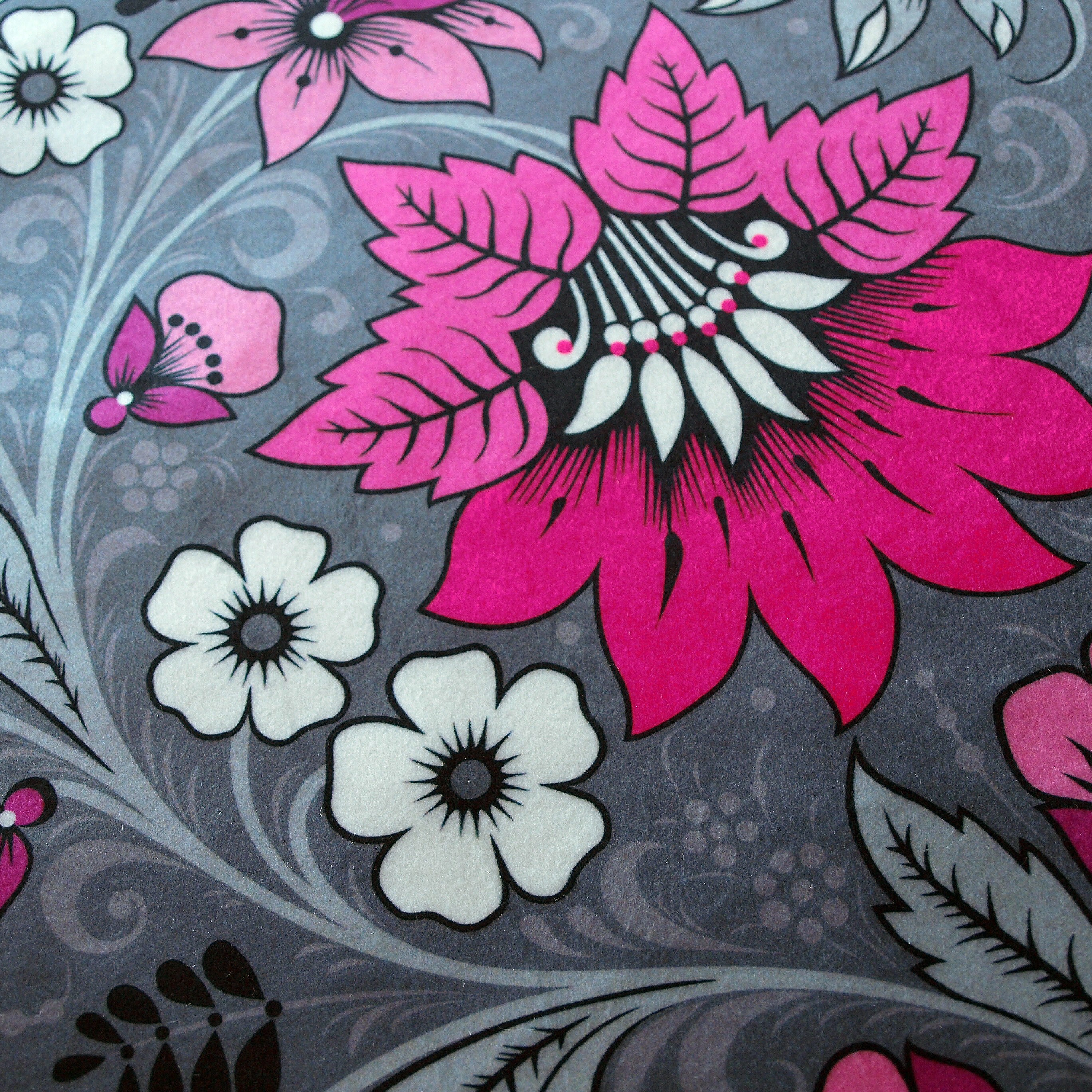 Luxury Floral Velvet Swatch Fuchsia Grey Velvet Hot Pink - Etsy