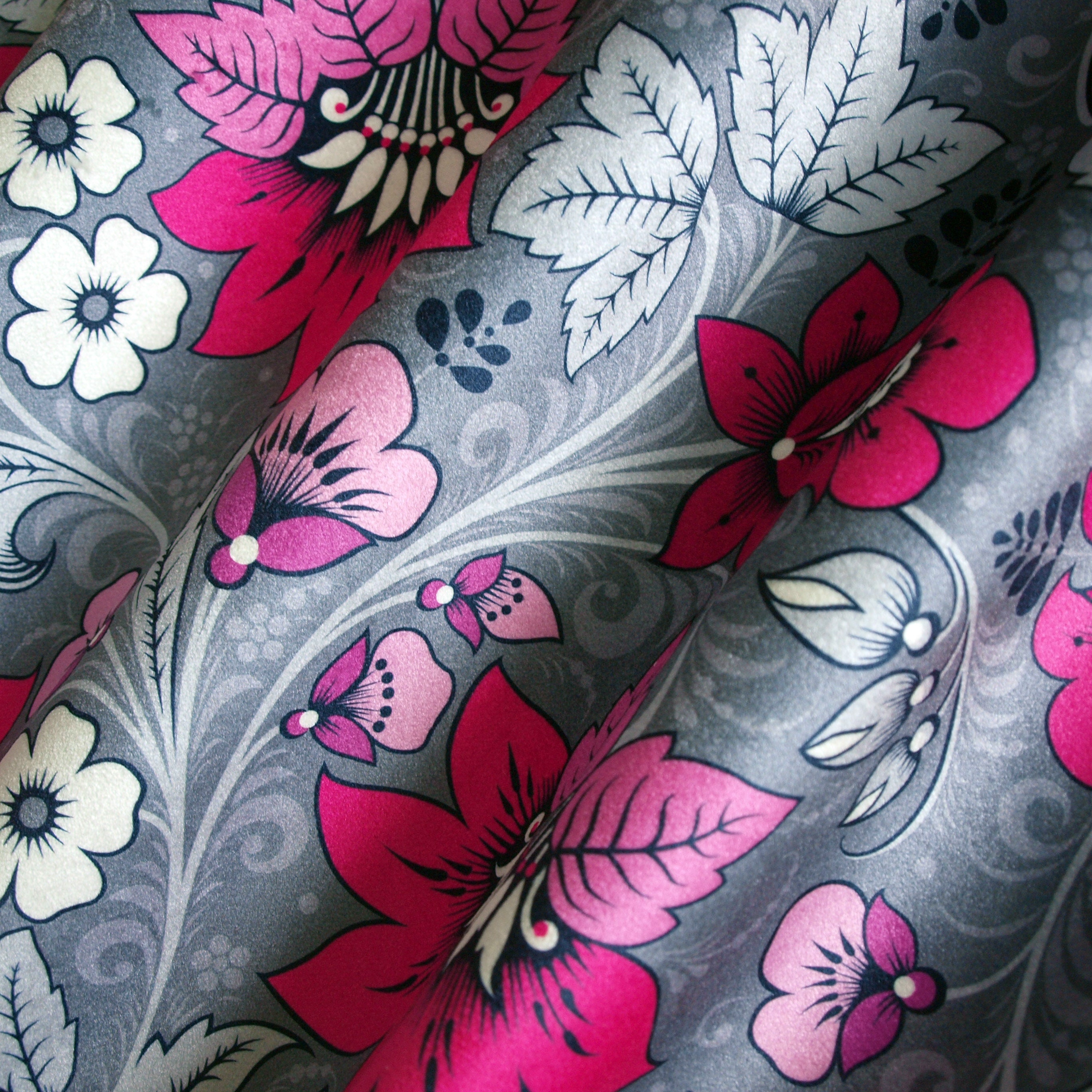 Luxury Floral Velvet Swatch Fuchsia Grey Velvet Hot Pink - Etsy