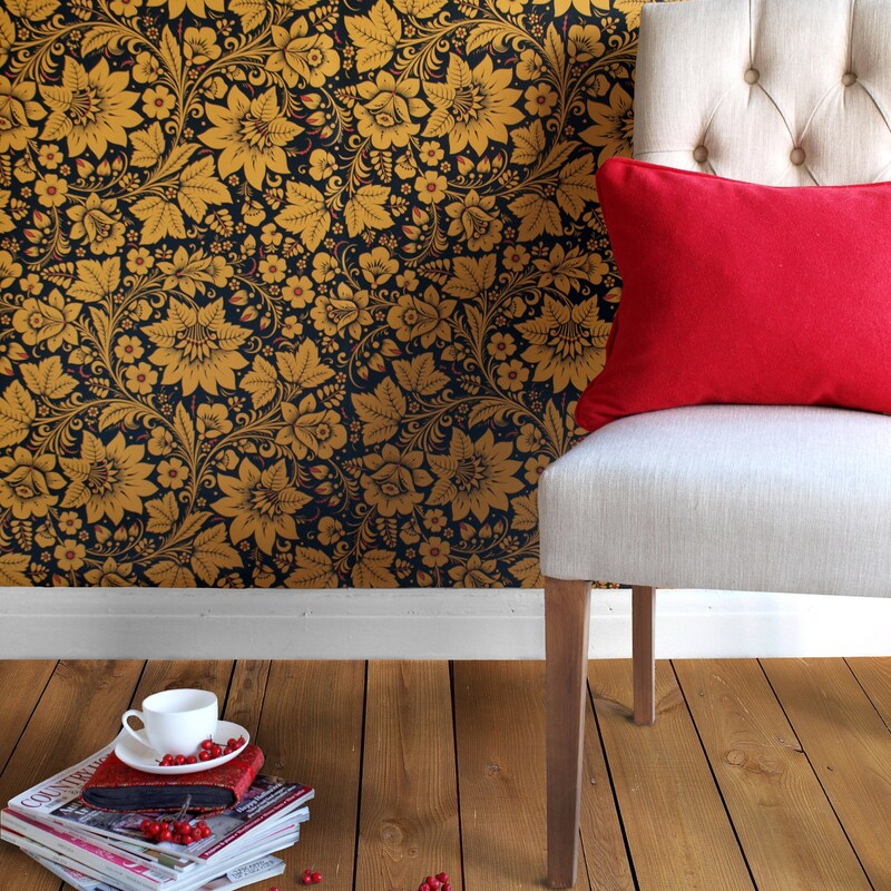 Mustard Wallpaper - Etsy