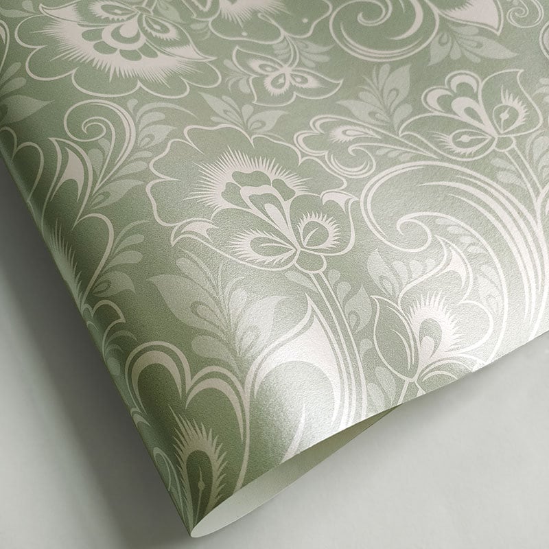 Sage Green Floral Wallpaper, Vintage Green, Neutral Wallpaper, Pastel ...