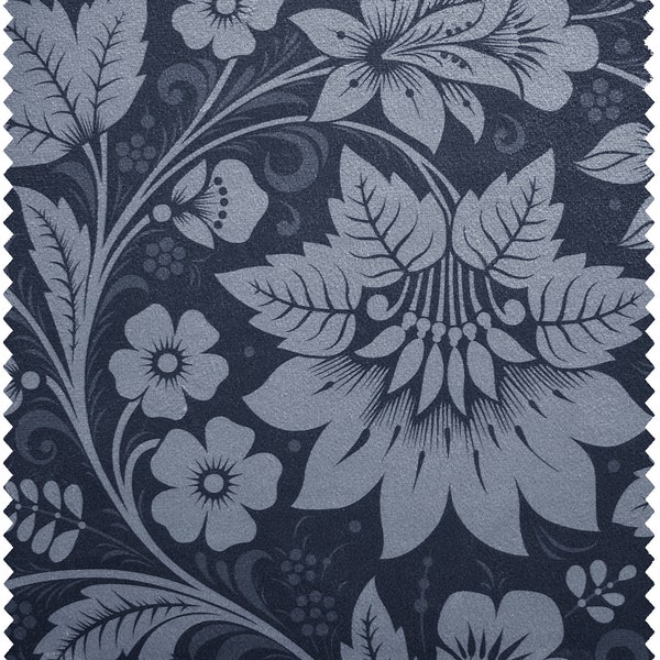 Navy Floral Fabric - Etsy