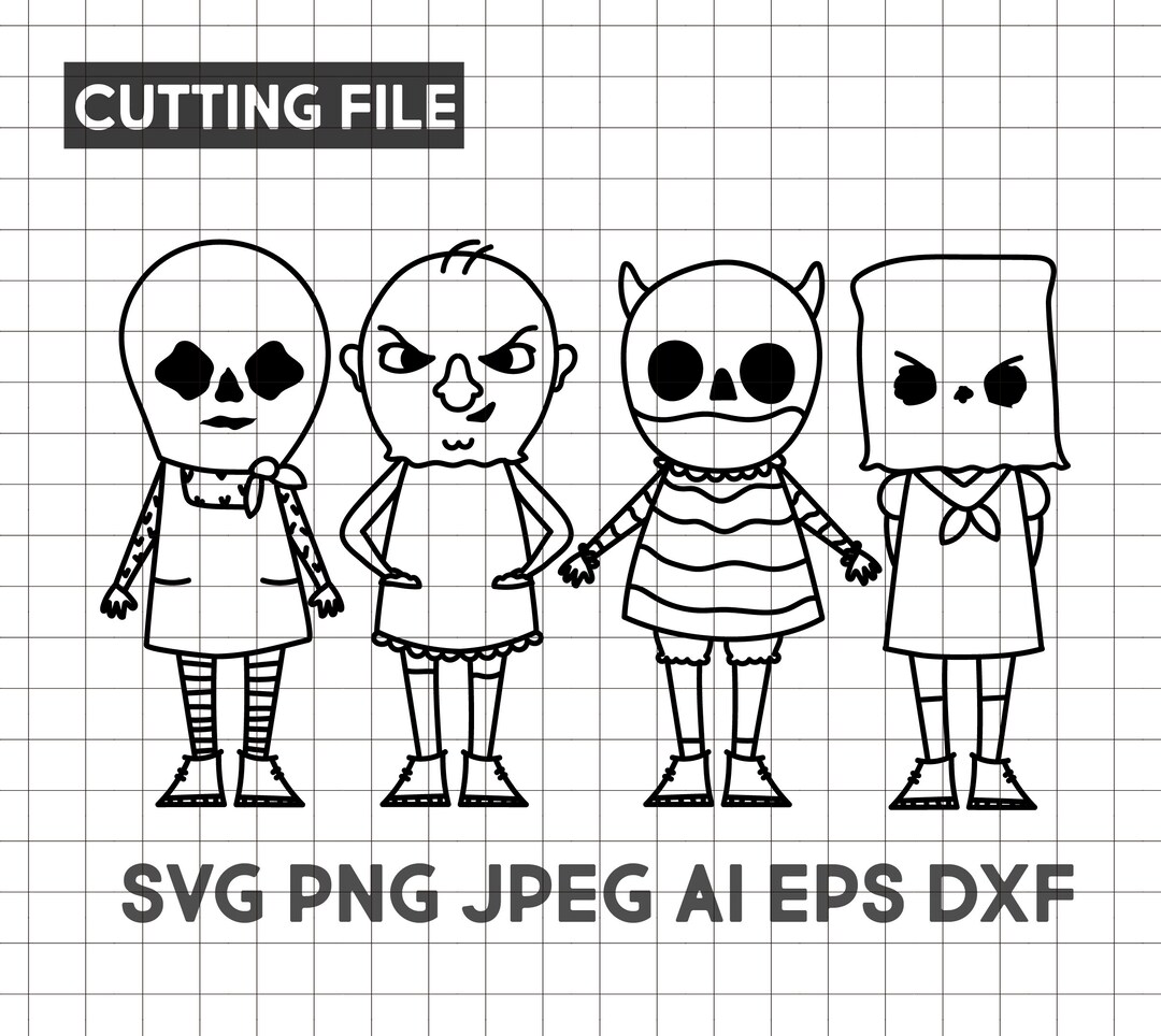 Creepy Doodle Girls Halloween Decor Hand Drawn Original Design Vector ...