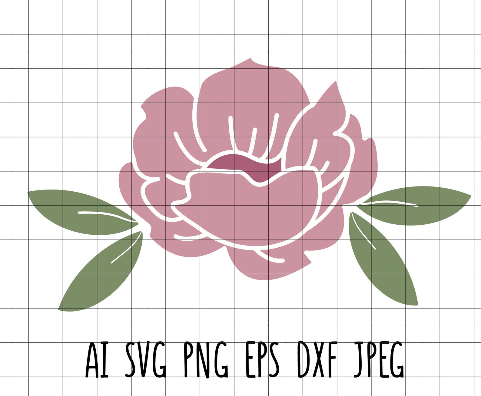 Cute Peony Vector Flower Clipart Cut File Vinyl Transfer Embroidery ...