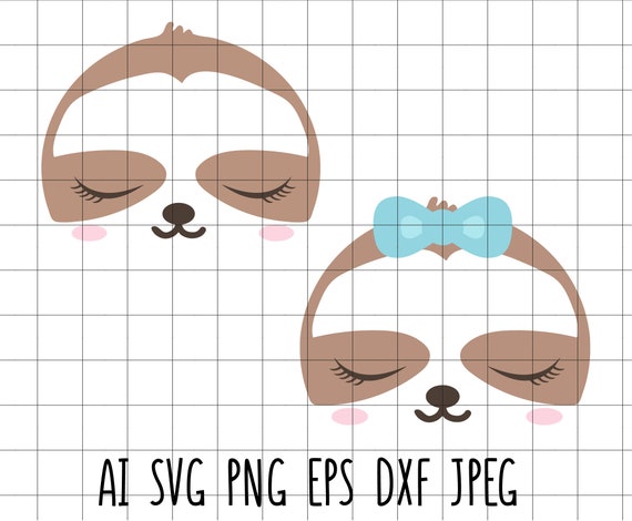 Cute Sloth Face Vector Clip Art Cutting File Vinyl Transfer | Etsy