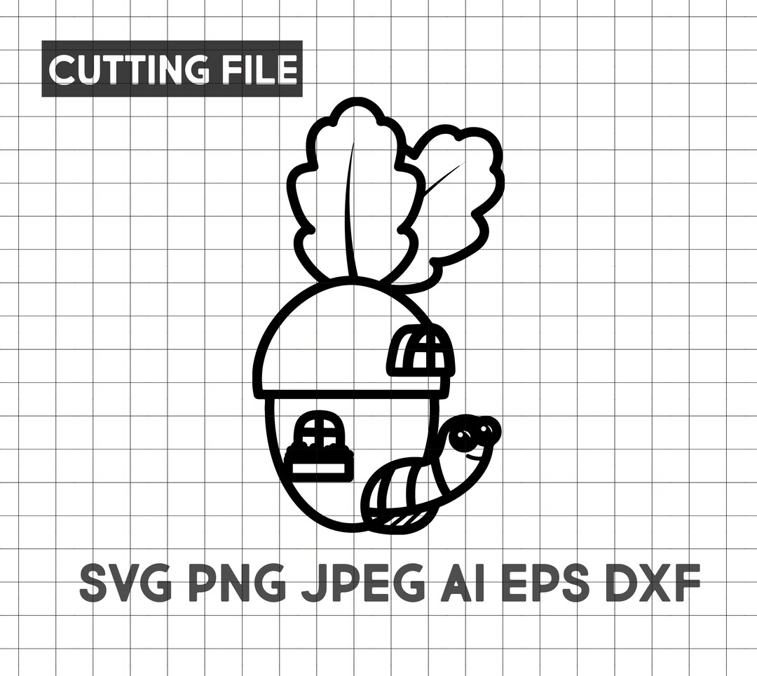 Cute Acorn Home Vector Clip Art Cutting File Vinyl Transfer Embroidery ...