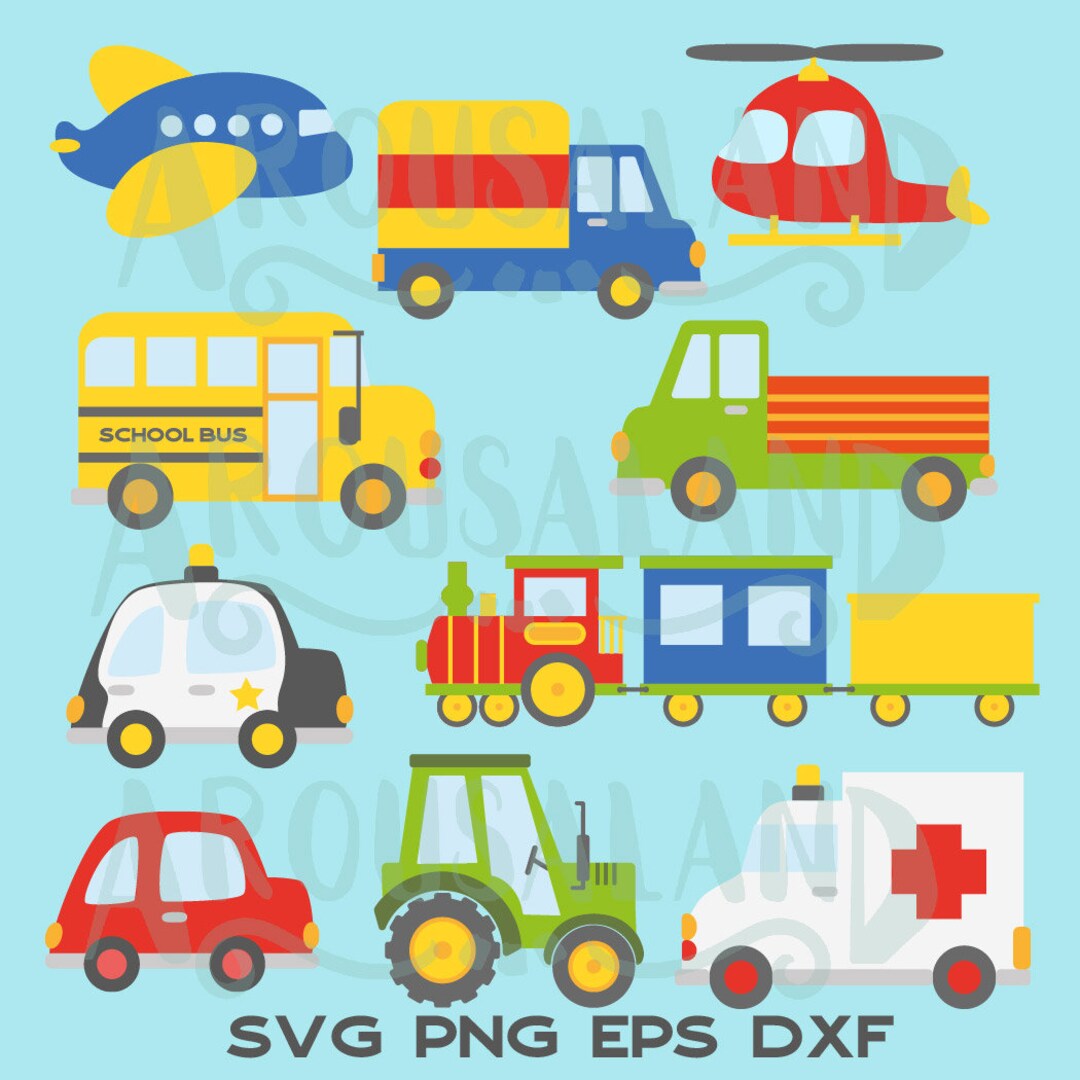 Cute Transportation Vector Clip Art Cutting File Vinyl Transfer ...