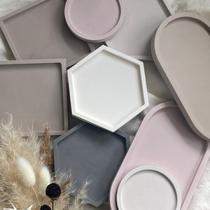 Oval Neutral Decorative Tray | Concrete | Trinket Tray | Bathroom Tray ...