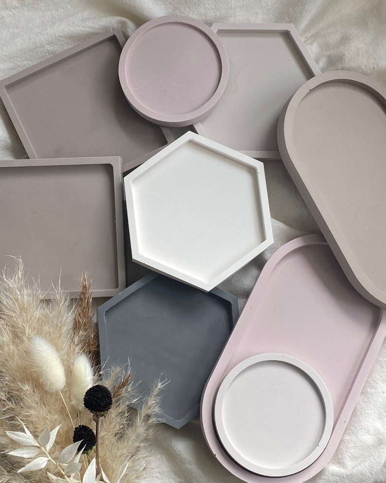 Oval Neutral Decorative Tray Concrete Trinket Tray - Etsy