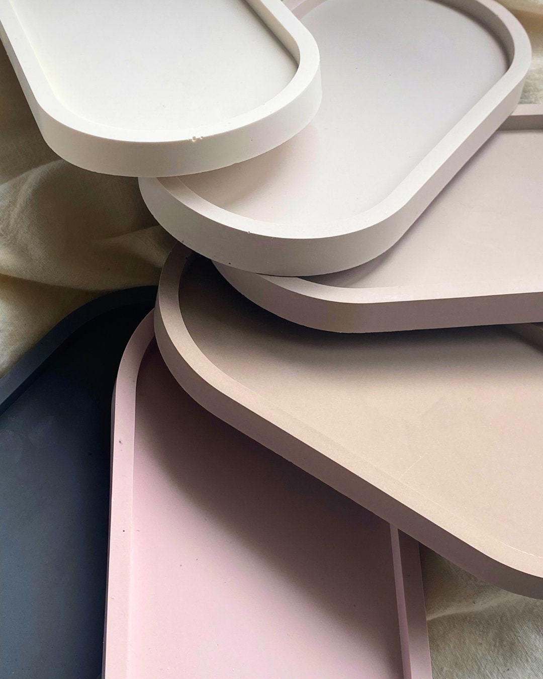 Oval Neutral Decorative Tray | Concrete | Trinket Tray | Bathroom Tray ...