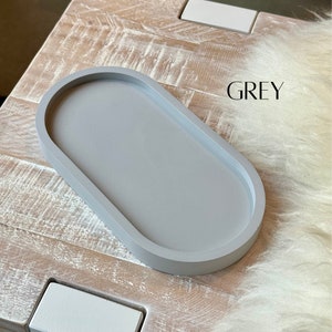 Oval Neutral Decorative Tray | Concrete | Trinket Tray | Bathroom Tray ...