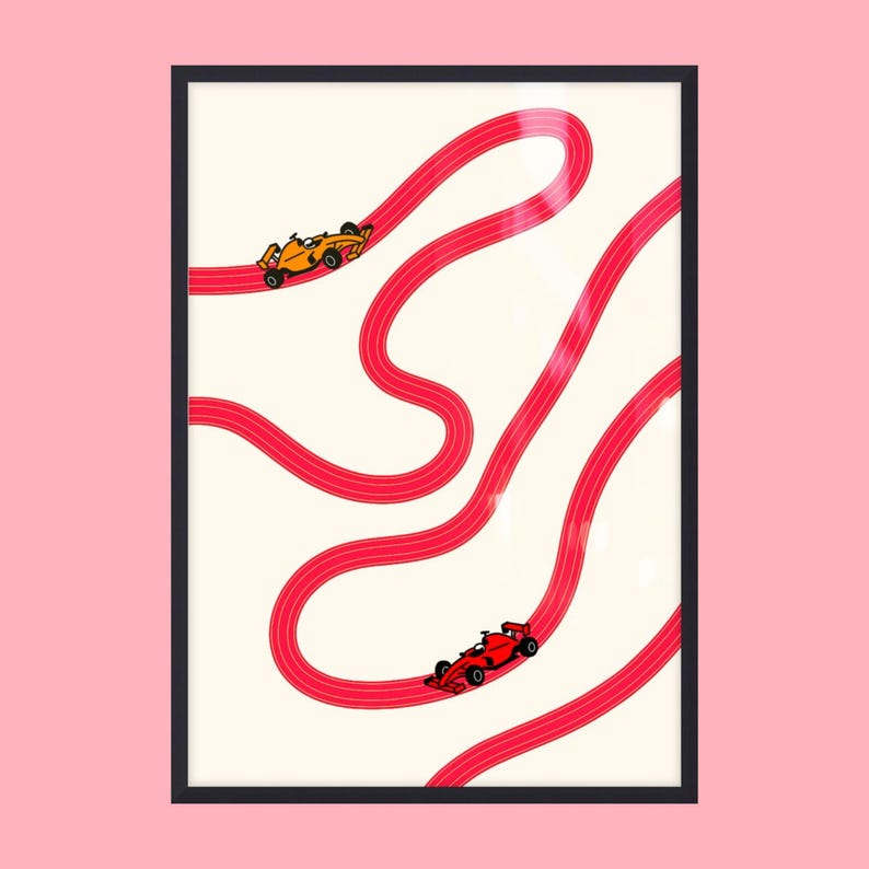 Red Track Digital Print, F1 / Formula 1 Inspired Racing Wall Art Gift ...