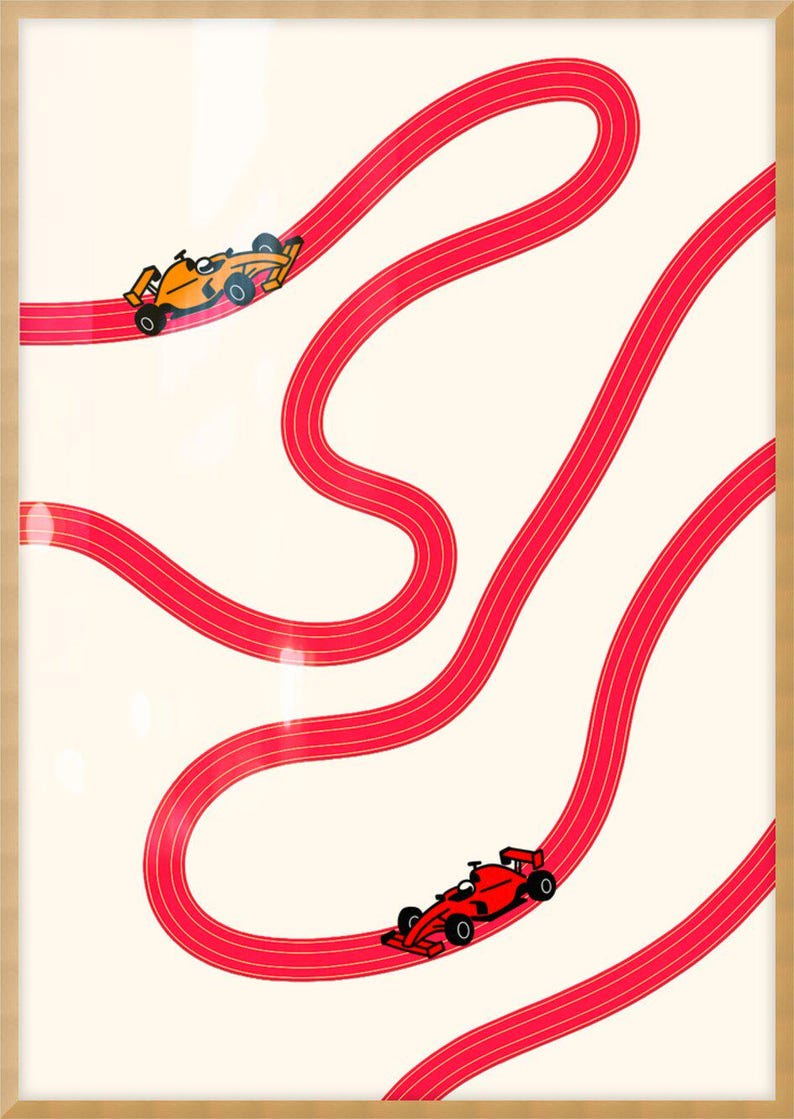 Red Track Digital Print, F1 / Formula 1 Inspired Racing Wall Art Gift ...