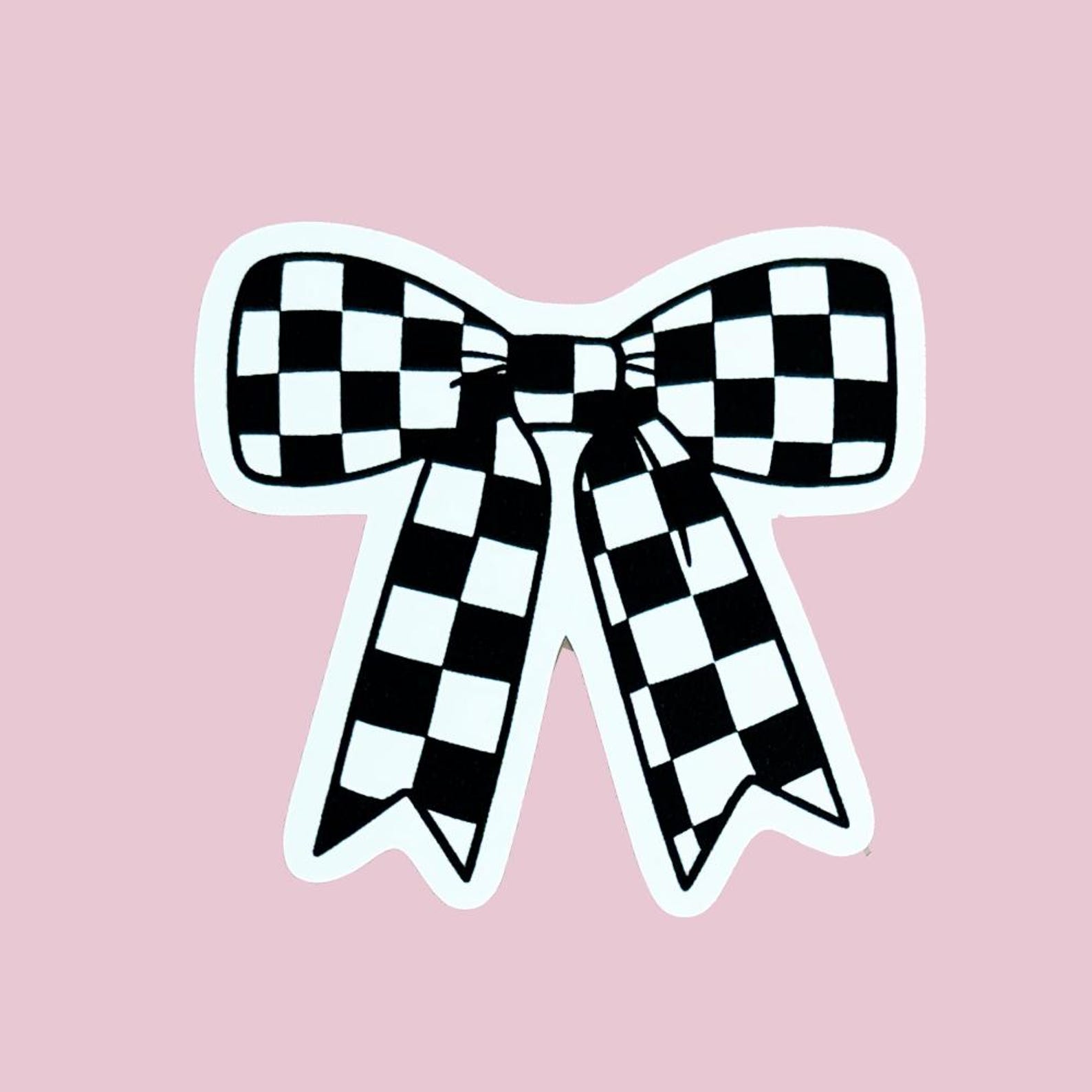 F1 Inspired Checkered Bow Vinyl Sticker | Formula 1 Fan Decal | Girly ...