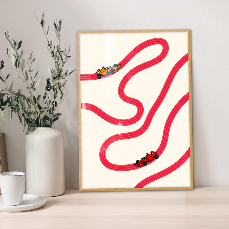 Red Track Digital Print, F1 / Formula 1 Inspired Racing Wall Art Gift ...