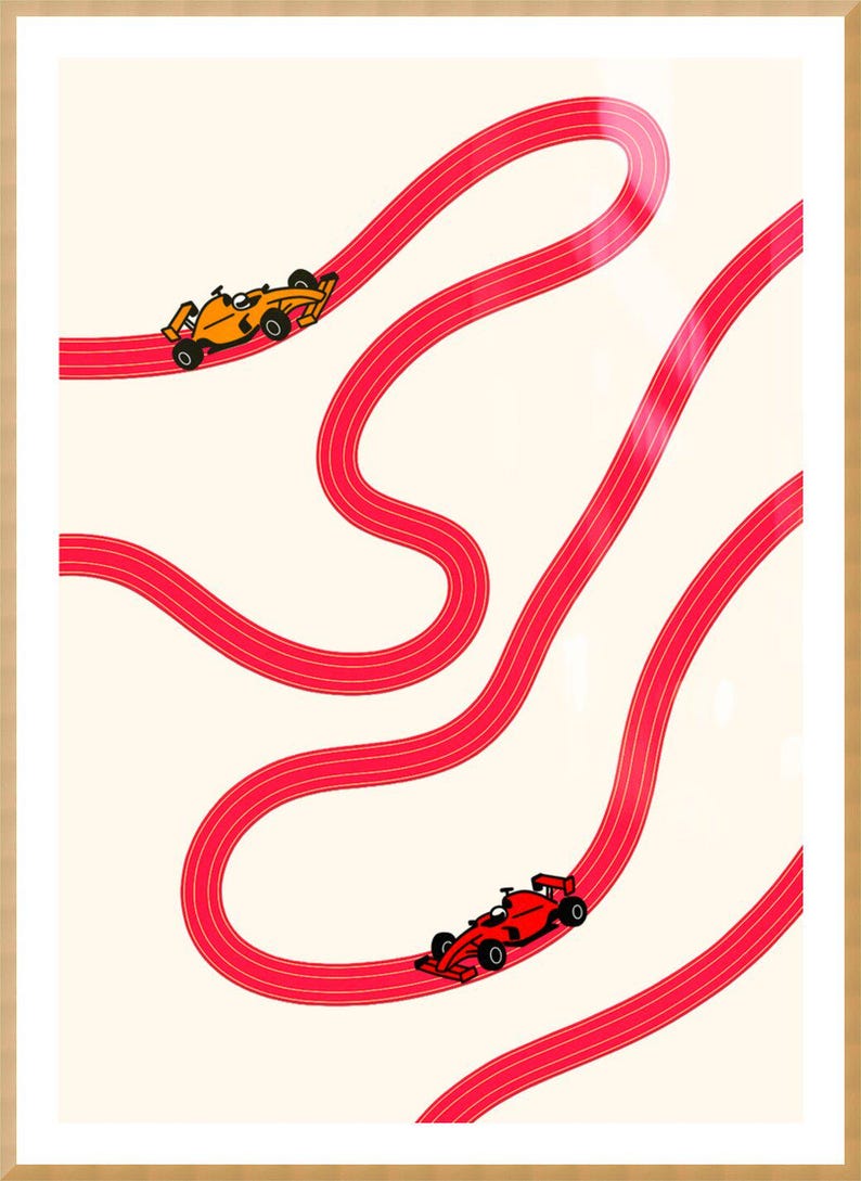 Red Track Digital Print, F1 / Formula 1 Inspired Racing Wall Art Gift ...