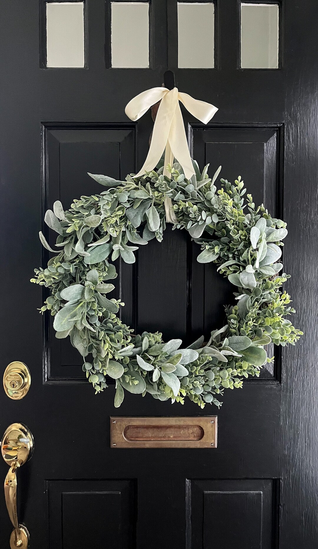 Eucalyptus and Lamb's Ear Everyday Greenery Wreath, Year Round Everyday ...