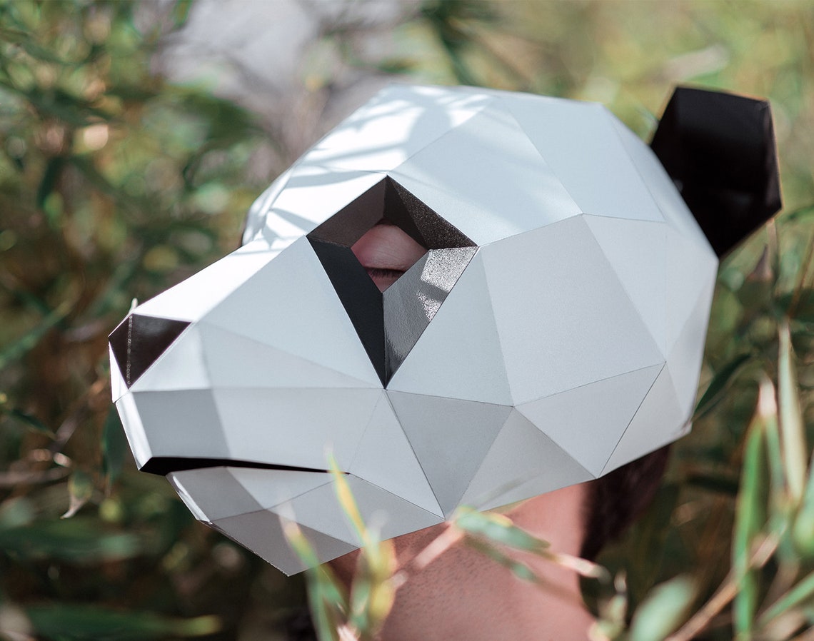 Panda Mask DIY Paper Mask Printable Template Papercraft - Etsy