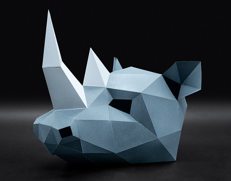 Rhino Mask | DIY Paper Mask, Printable Template, Papercraft, 3D Mask ...