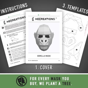 Gorilla Mask | DIY Paper Mask, Printable Template, Papercraft, 3D Mask ...