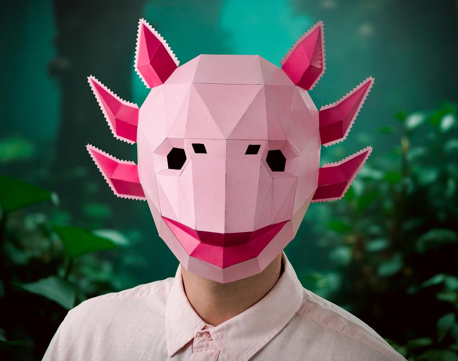Axolotl Mask | DIY Paper Mask, Printable Template, Papercraft, 3D Mask ...