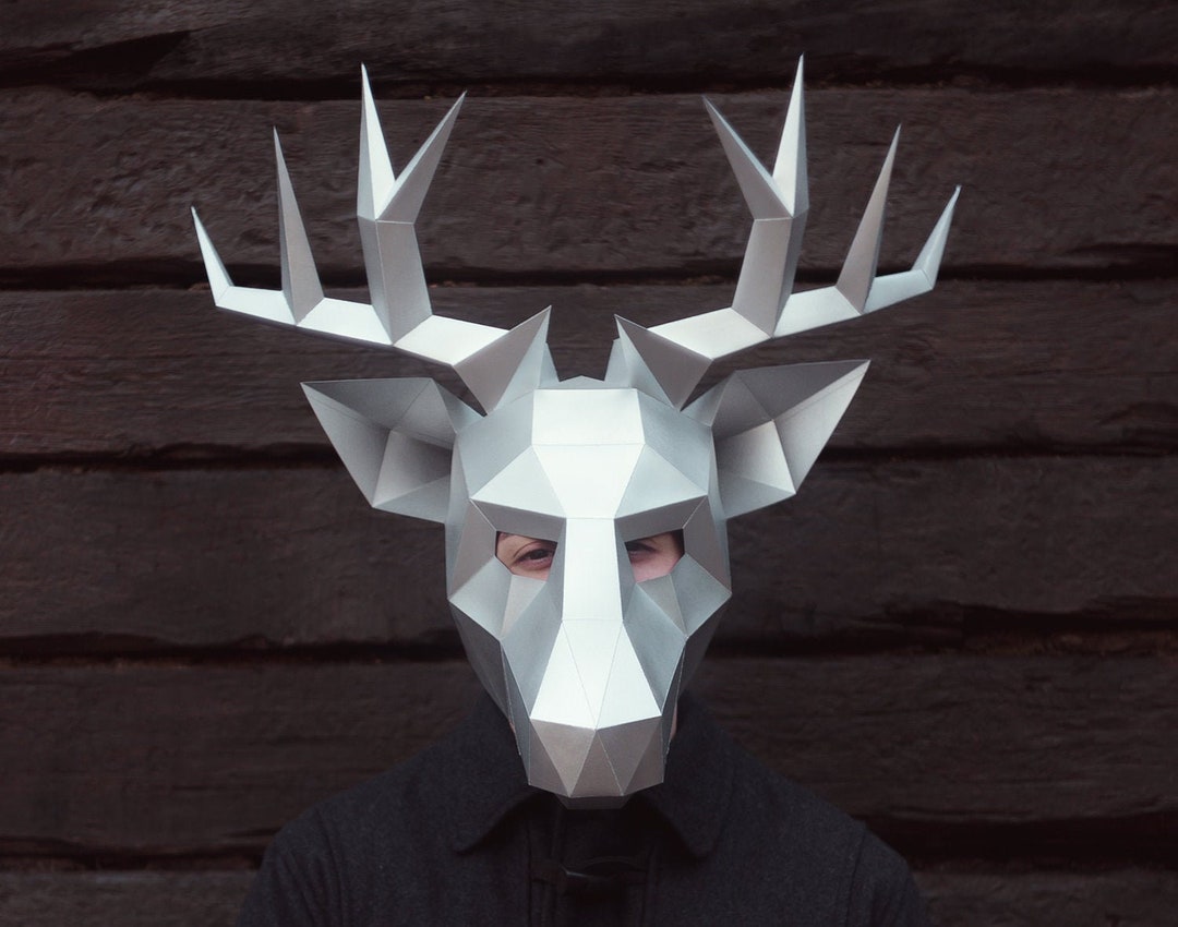 Deer Mask, Reindeer Mask DIY Paper Mask, Printable Template, Papercraft ...