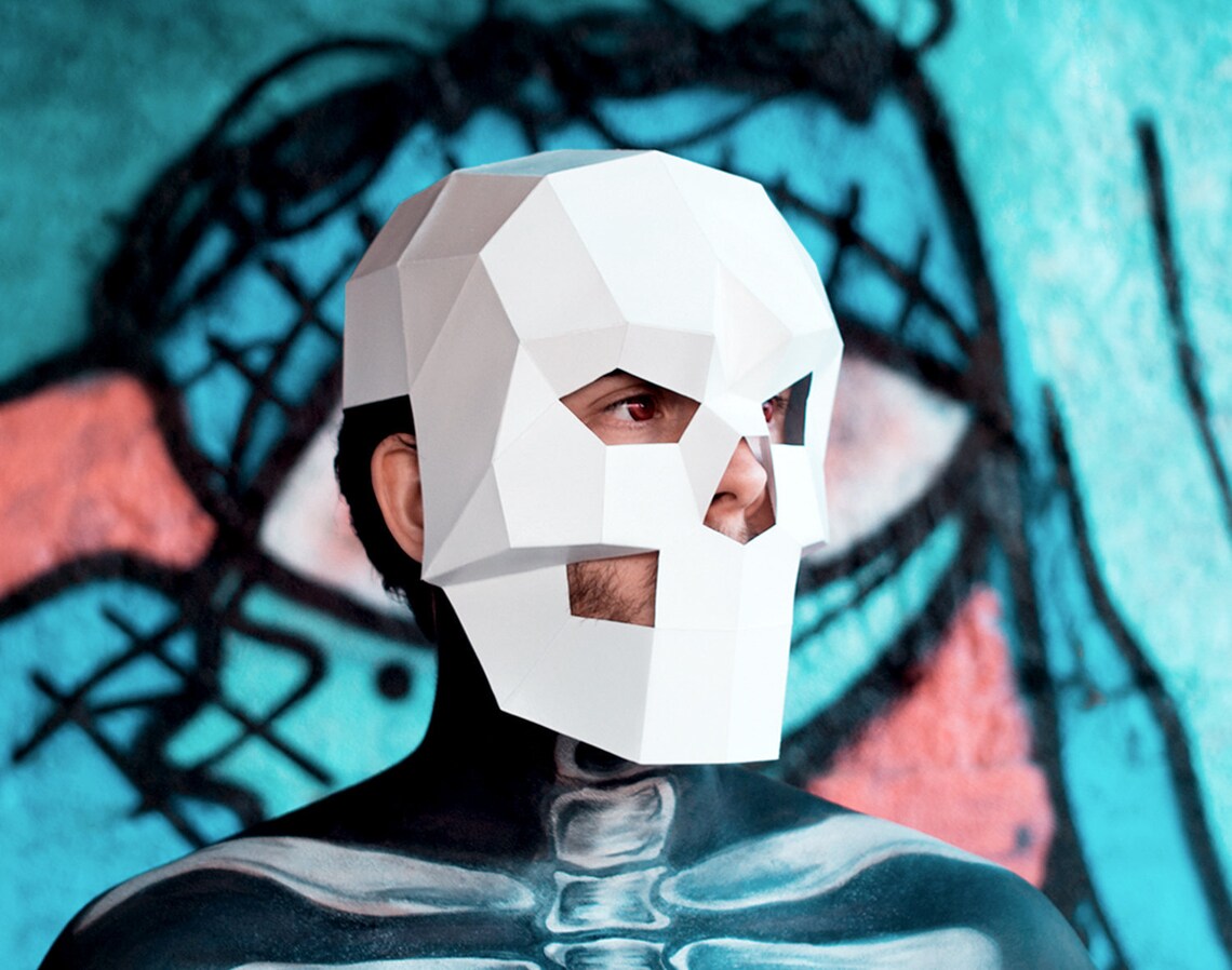 Skull Mask DIY Paper Mask Printable Template Papercraft | Etsy