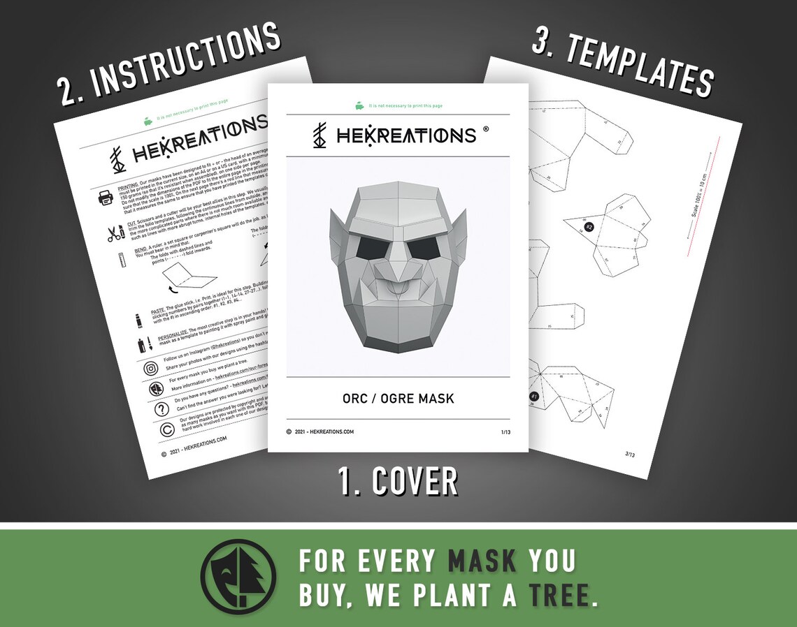 Orc Mask / Ogre Mask DIY Paper Mask Printable Template - Etsy