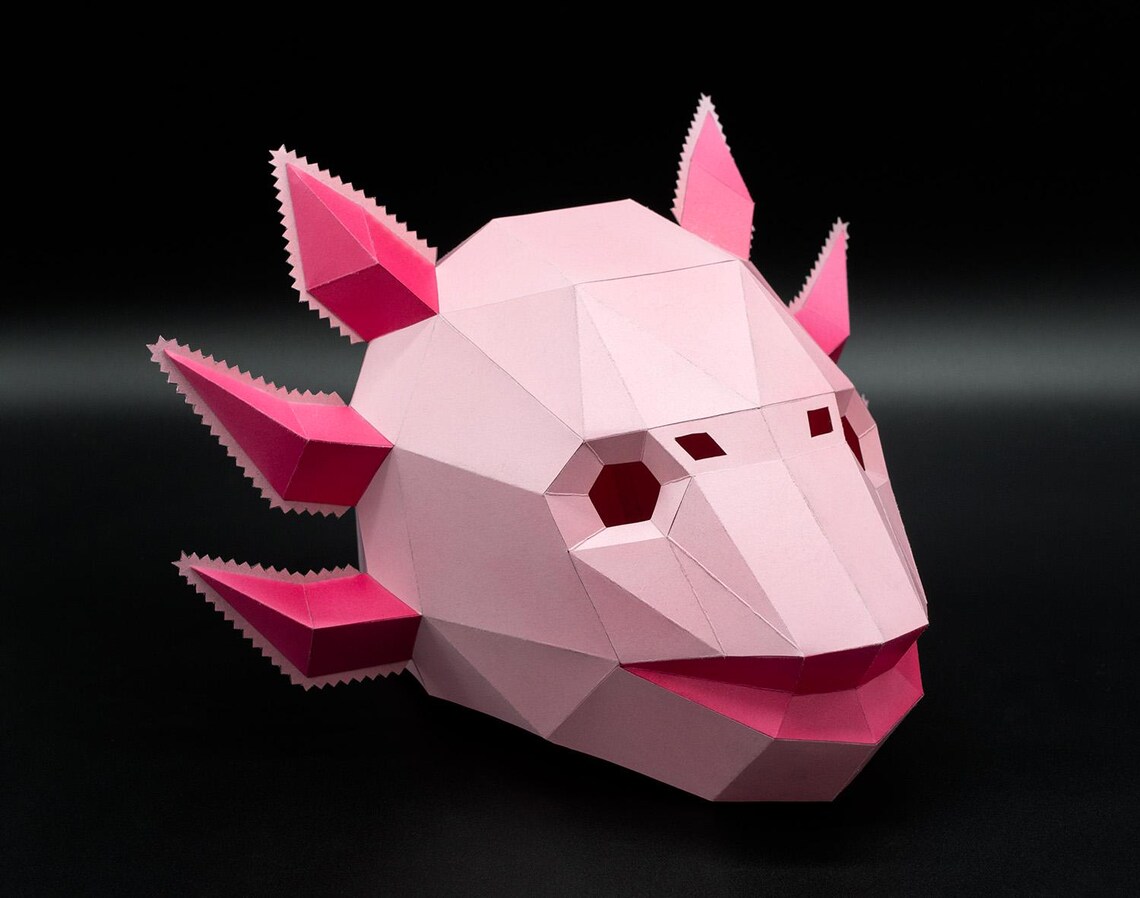 Axolotl Mask | DIY Paper Mask, Printable Template, Papercraft, 3D Mask ...