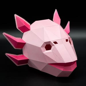 Axolotl Mask | DIY Paper Mask, Printable Template, Papercraft, 3D Mask ...