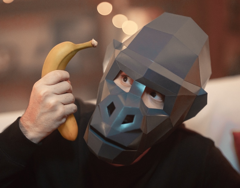 Gorilla Mask | DIY Paper Mask, Printable Template, Papercraft, 3D Mask ...
