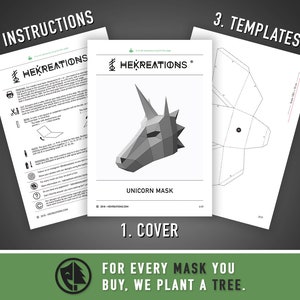 Unicorn Mask | DIY Paper Mask, Printable Template, Papercraft, 3D Mask ...