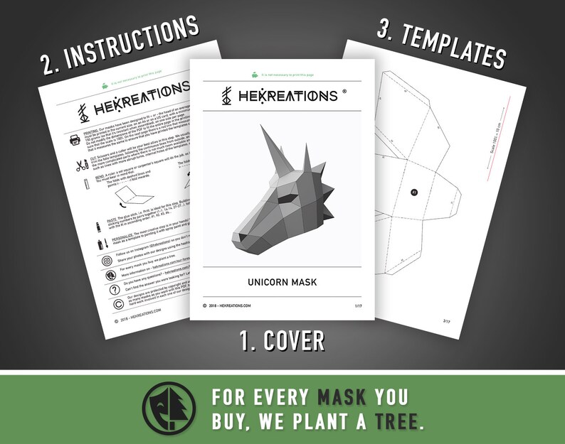 Unicorn Mask DIY Paper Mask Printable Template Papercraft | Etsy