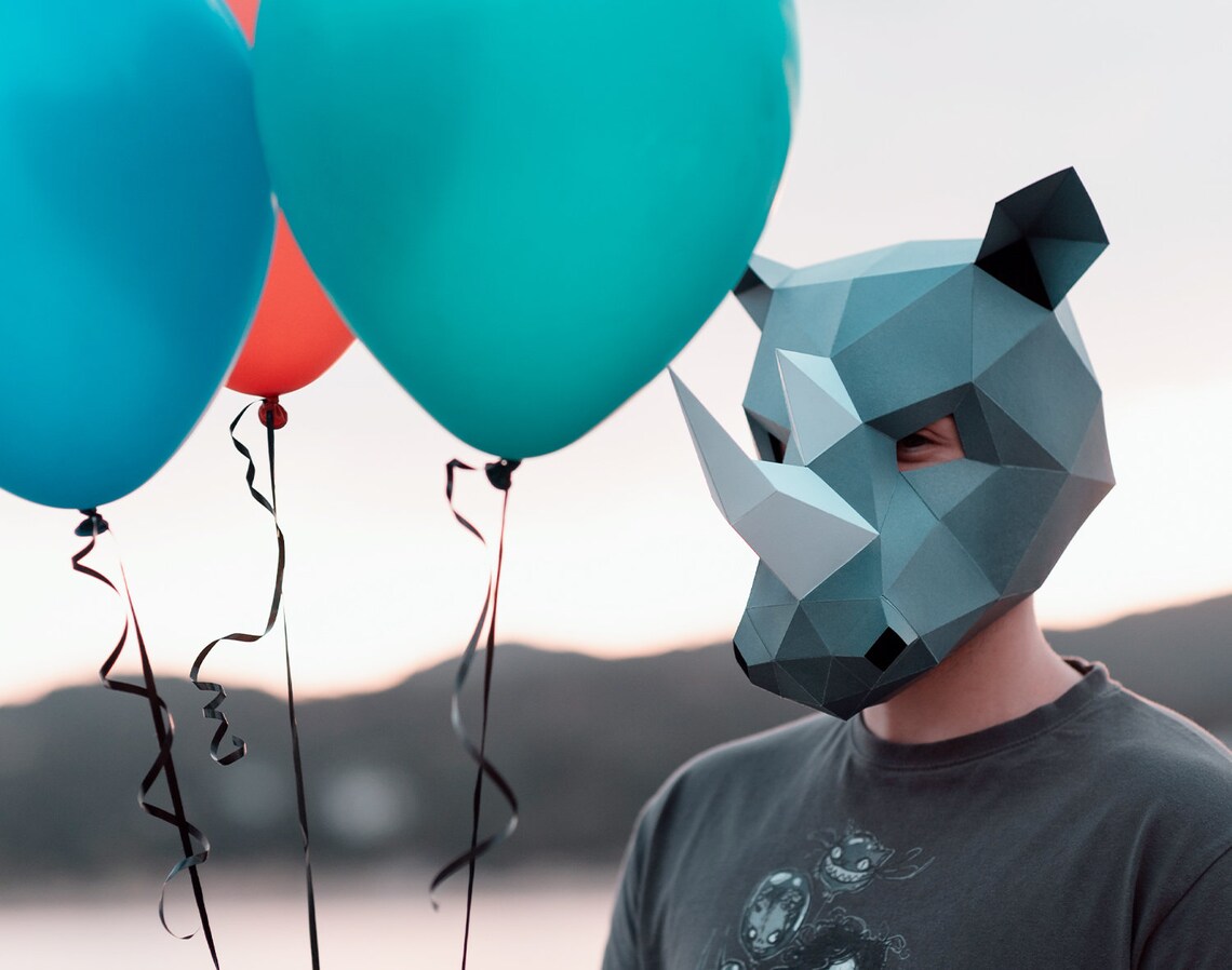 Rhino Mask DIY Paper Mask Printable Template Papercraft - Etsy
