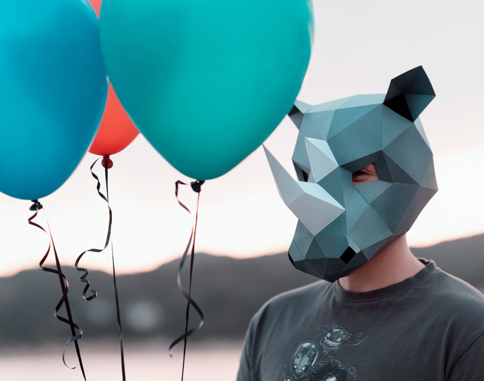 Rhino Mask | DIY Paper Mask, Printable Template, Papercraft, 3D Mask ...