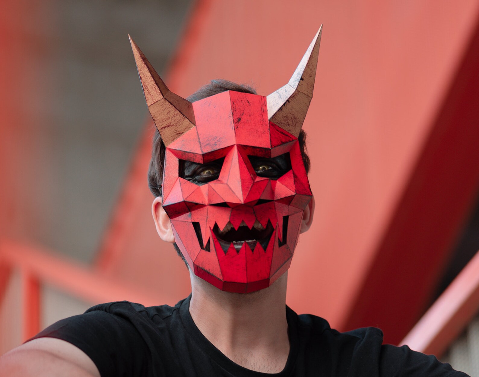 Japanese Demon Mask, Oni, Hannya | DIY Paper Mask, Printable Template ...