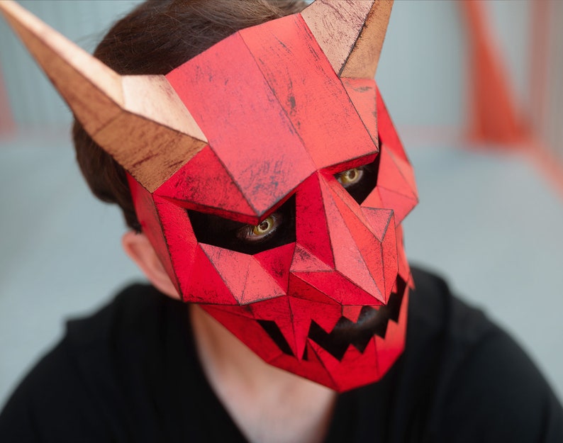 Japanese Demon Mask, Oni, Hannya | DIY Paper Mask, Printable Template ...