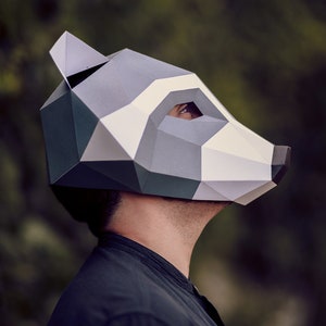 Raccoon Mask | DIY Paper Mask, Printable Template, Papercraft, 3D Mask ...