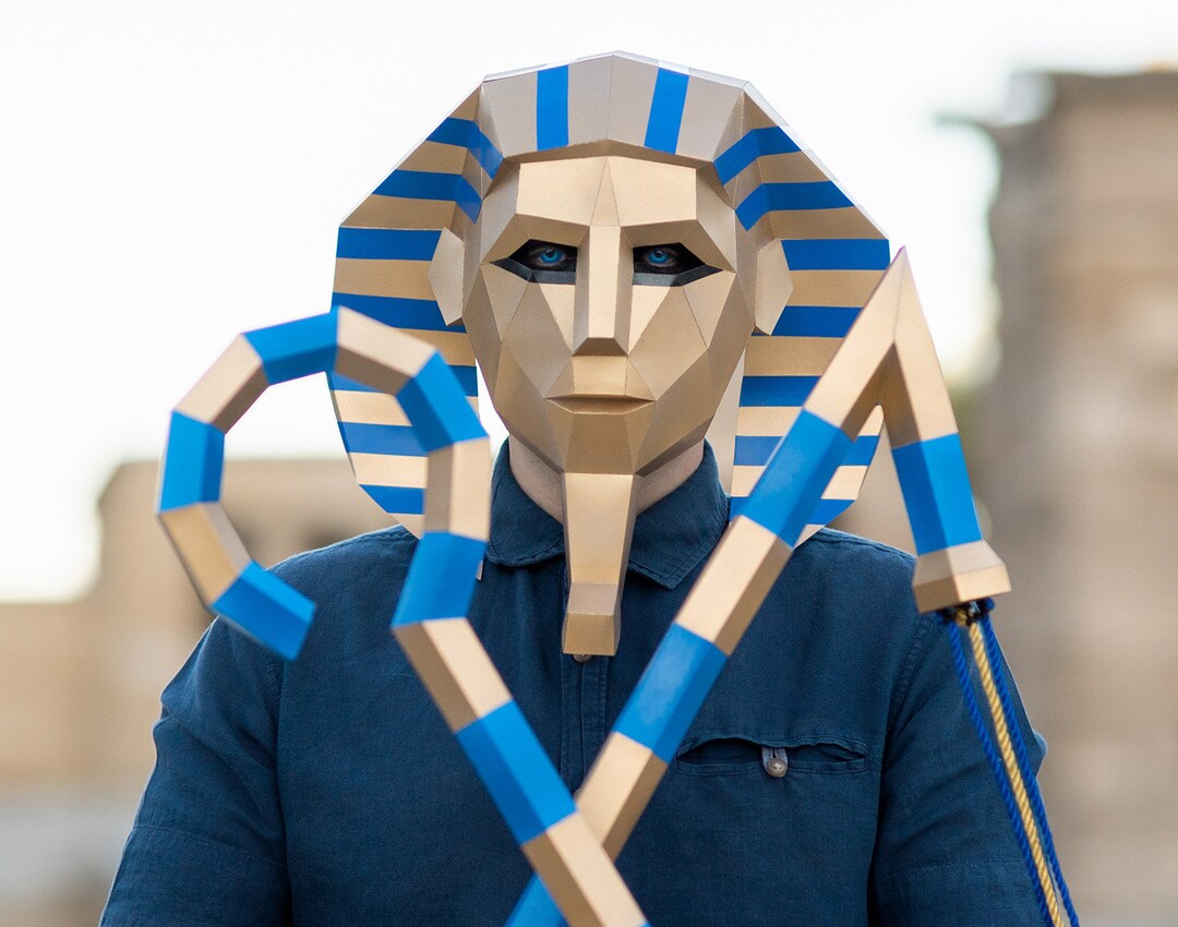Pharaoh Tut Costume Set | Mask + Crook + Flail | Printable Templates ...