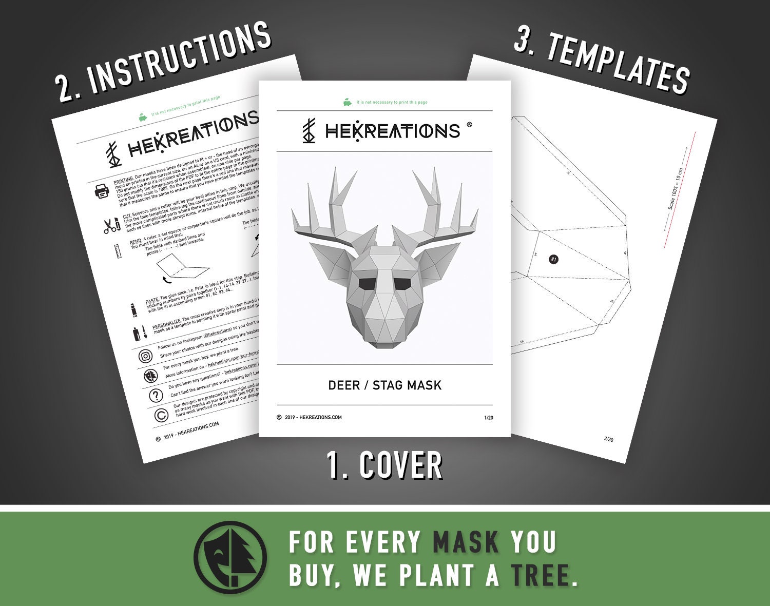 Deer Mask Reindeer Mask DIY Paper Mask Printable Template | Etsy Canada